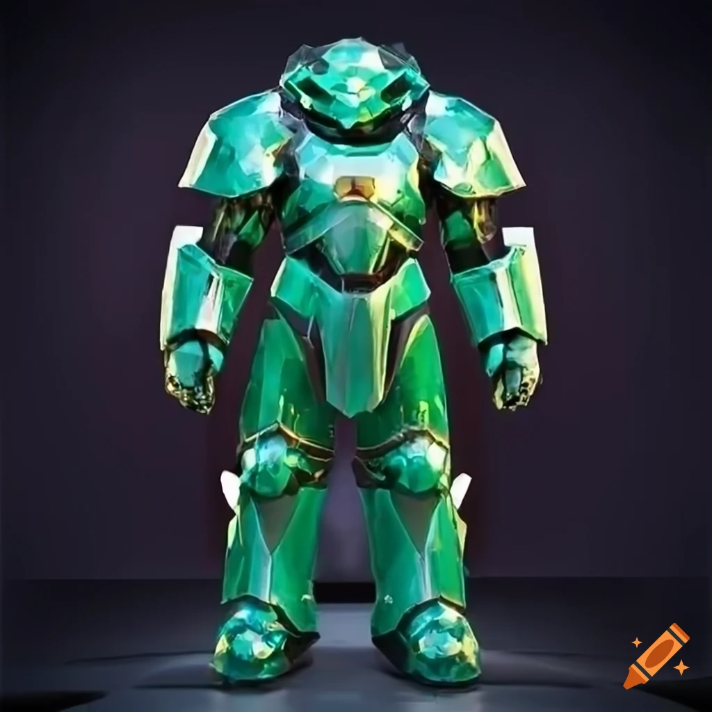 Emerald crystal power armor full body high quality on Craiyon