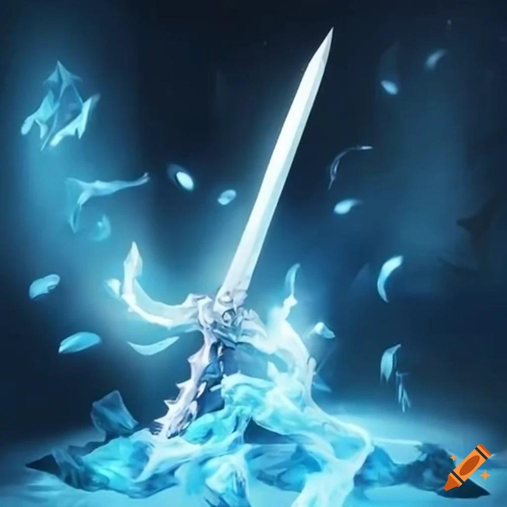 Magical sentient sword with ice powers used by a superhero on Craiyon