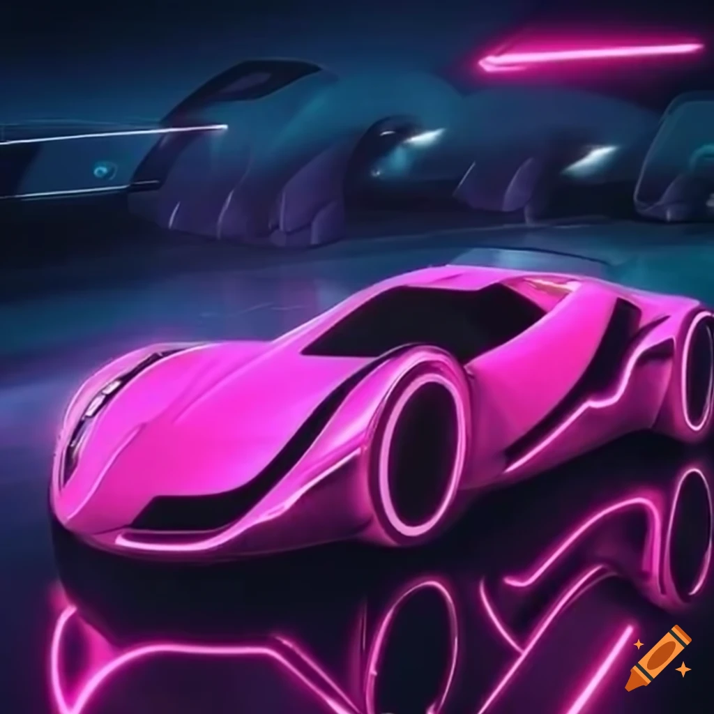 Futuristic pink sports car inspired by tron on Craiyon