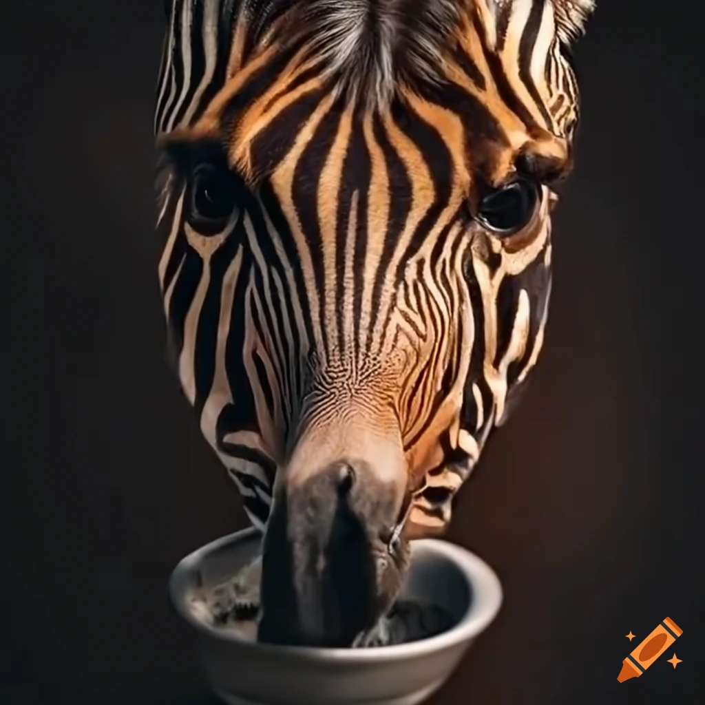 Zebra with a coffee cup and a cigar on Craiyon