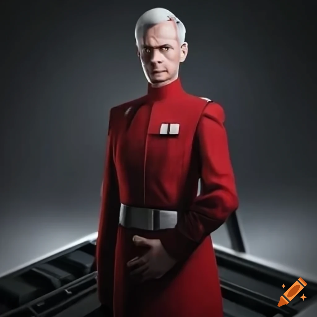 Imperial male officer sitting on a chair in a star wars setting on Craiyon