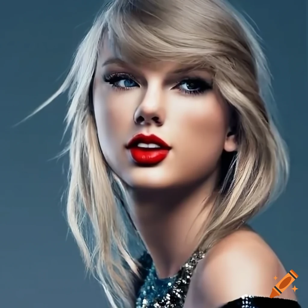 Taylor swift with long straight hair and bangs on Craiyon