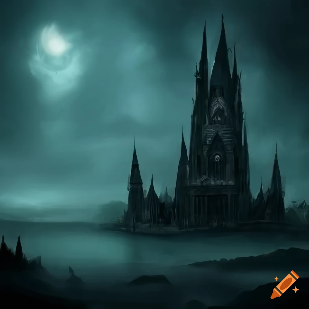 Gothic fantasy landscape on Craiyon