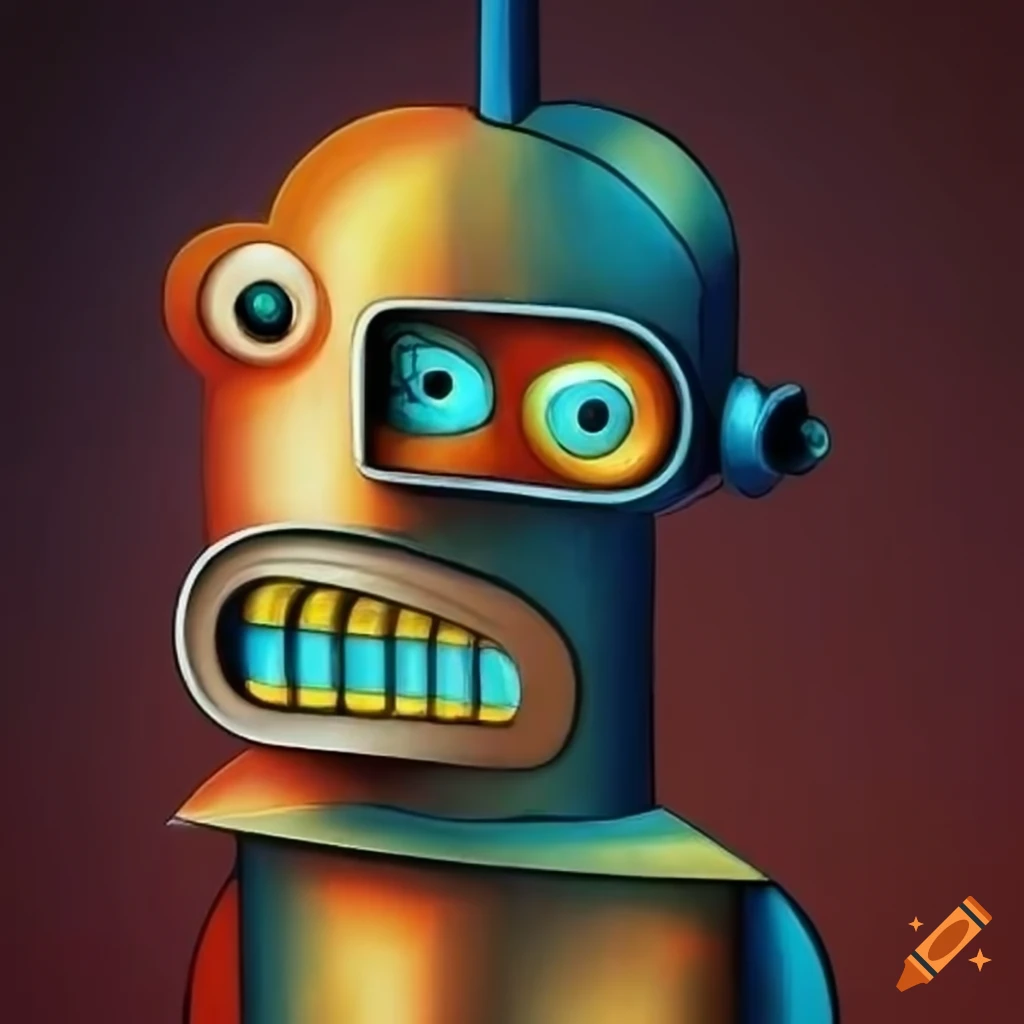 Abstract cubist art of a bender robot on Craiyon