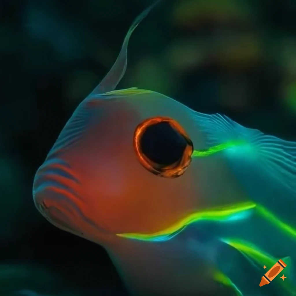 Mythical shallow water fish with vibrant pastel colors in the abyss ...