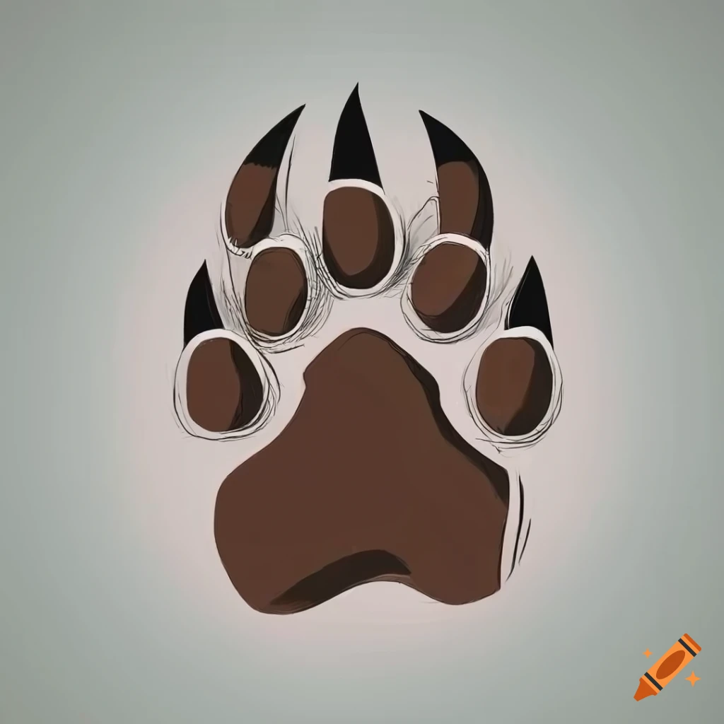 Drawing of a bear paw with five claws in various colors on Craiyon