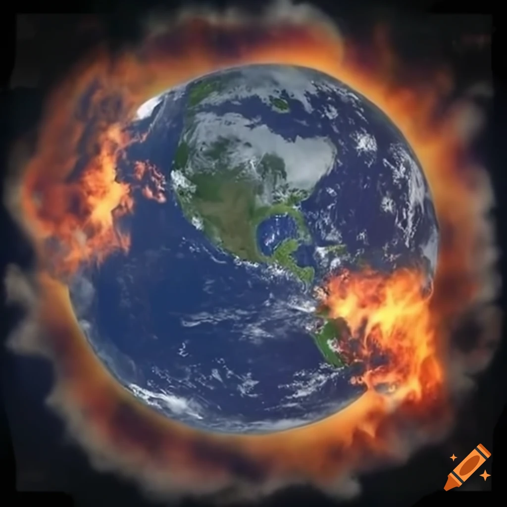 View of earth on fire from space on Craiyon