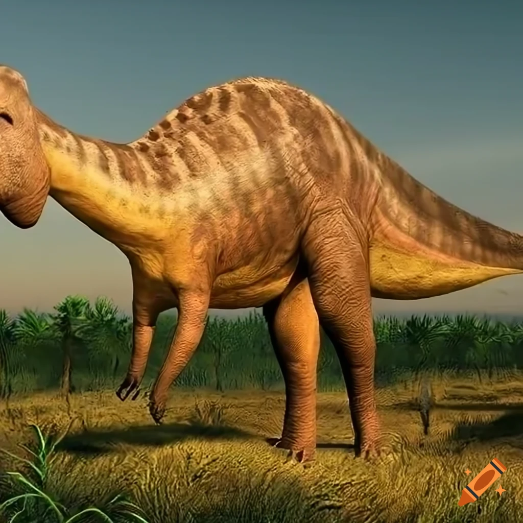 Colorful Hadrosaurus dinosaur with intricate pattern and detailed ...