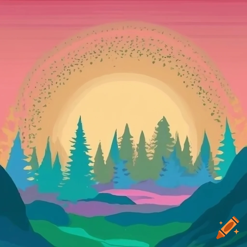 Exquisite minimalist forest landscape representing balance and peace on ...