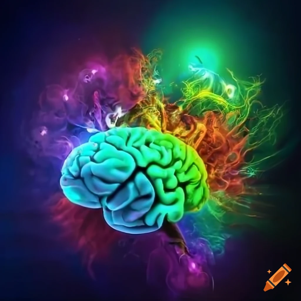 Colorful neurons firing in a brain illustration on Craiyon