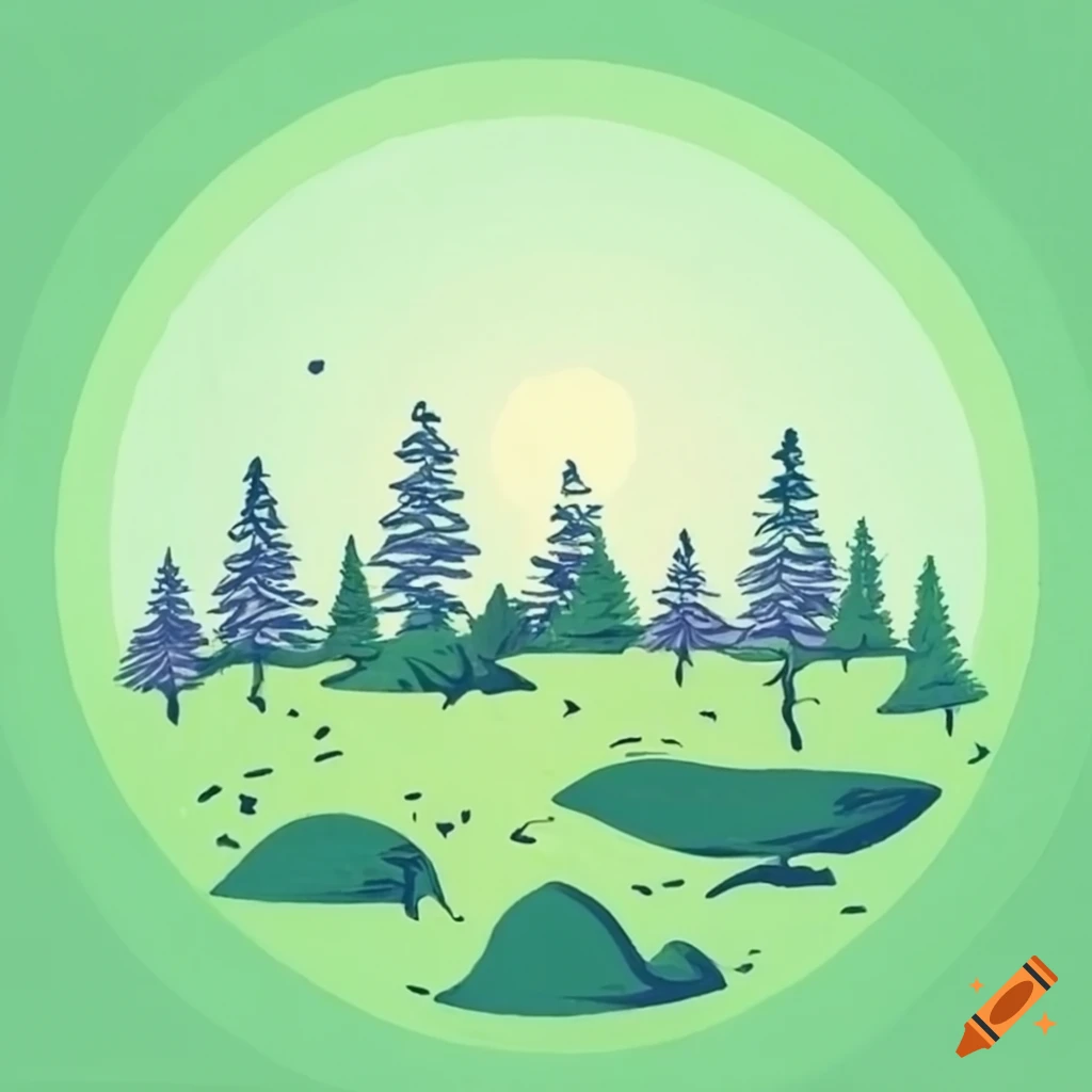 Exquisite minimalist forest landscape representing balance and peace on ...