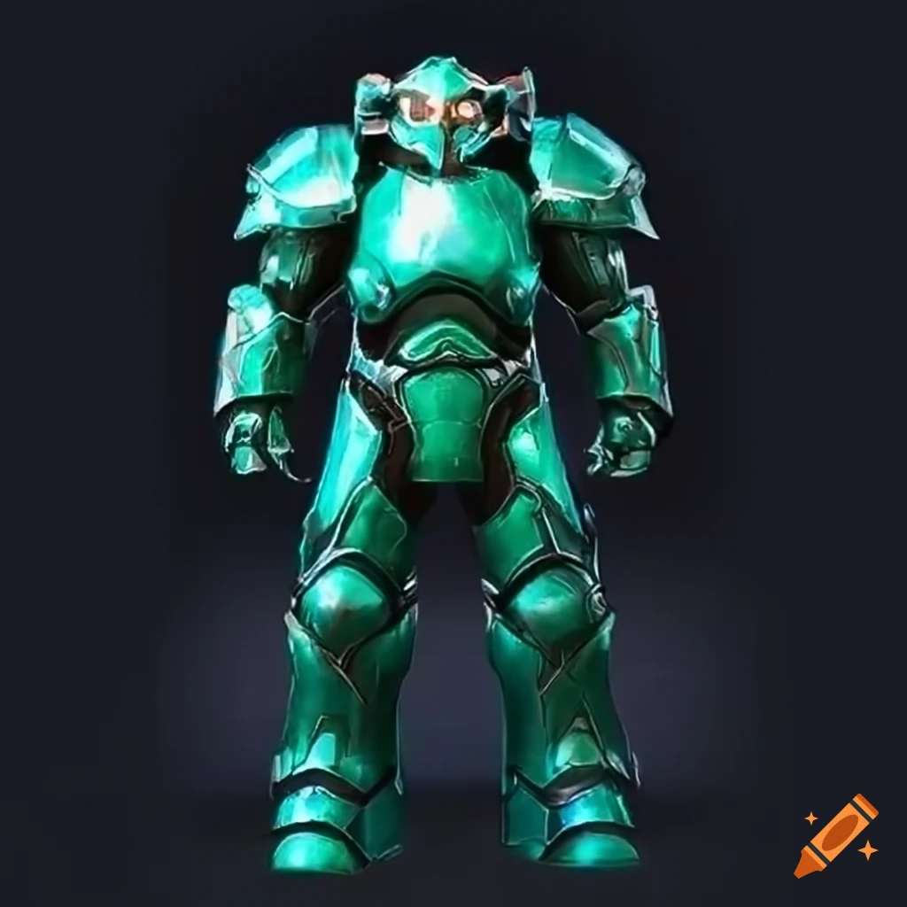 Emerald crystal power armor fullbody in high quality on Craiyon