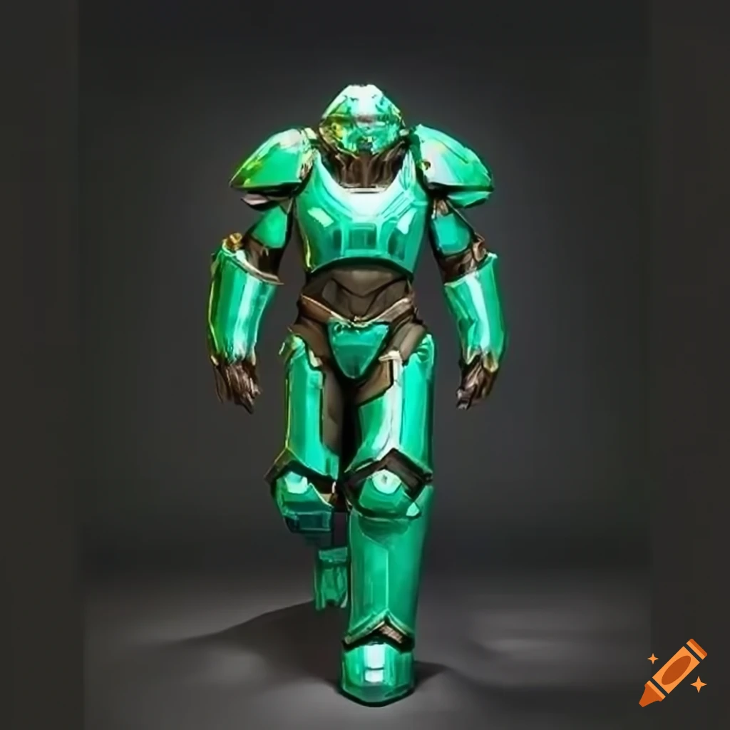 Emerald crystal power armor full body high quality on Craiyon