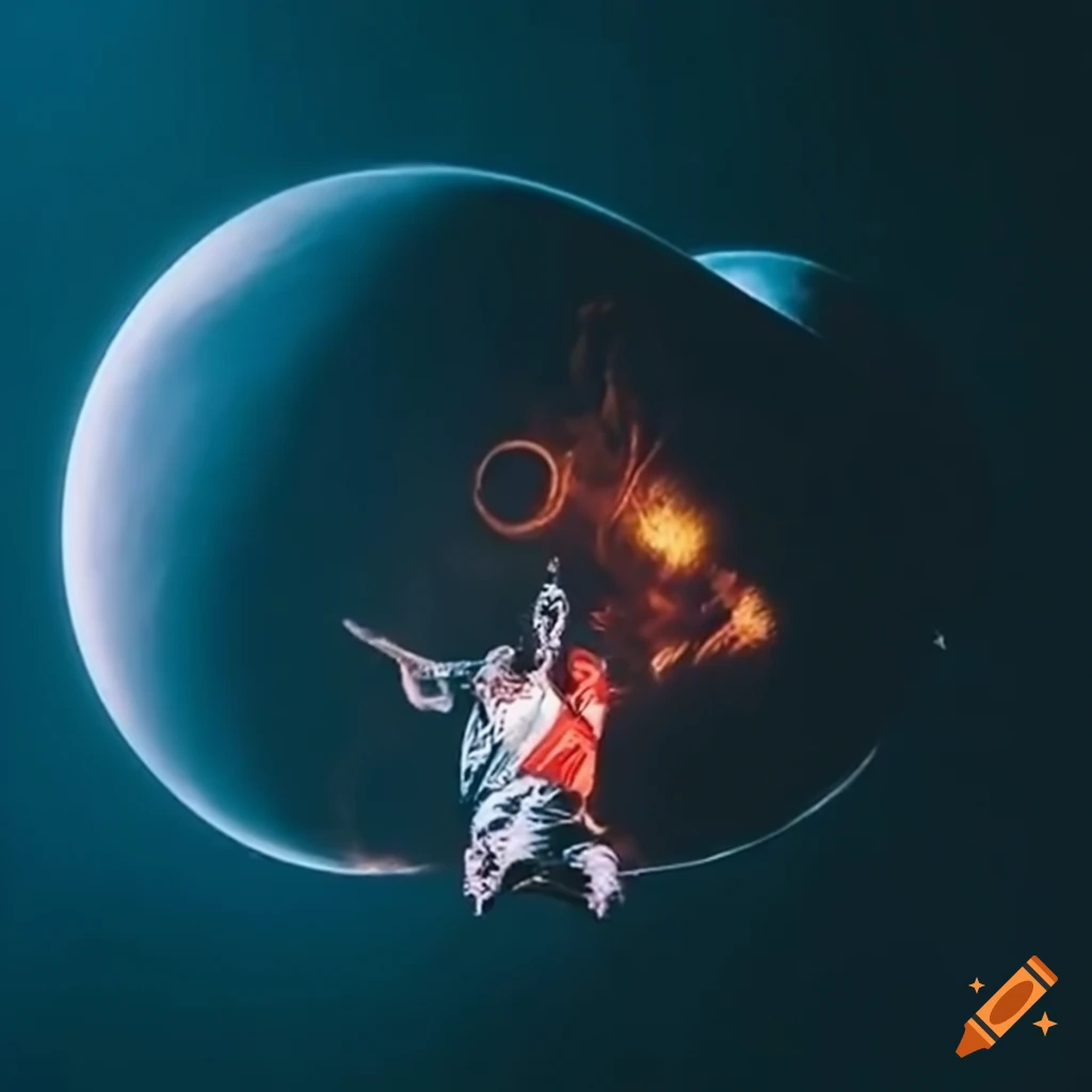 Travis scott floating above planets on Craiyon