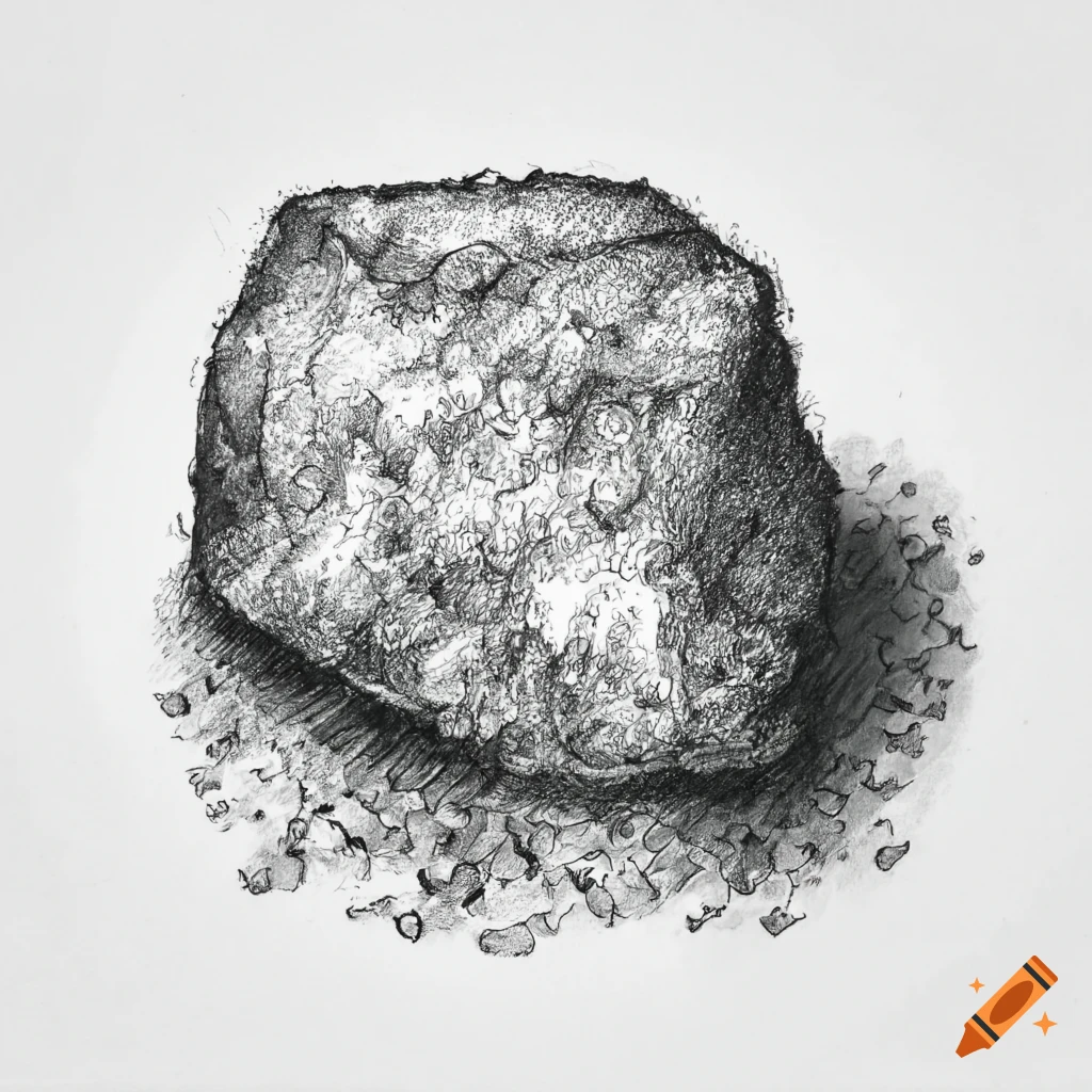 Graphite drawing of a lump of salt on Craiyon