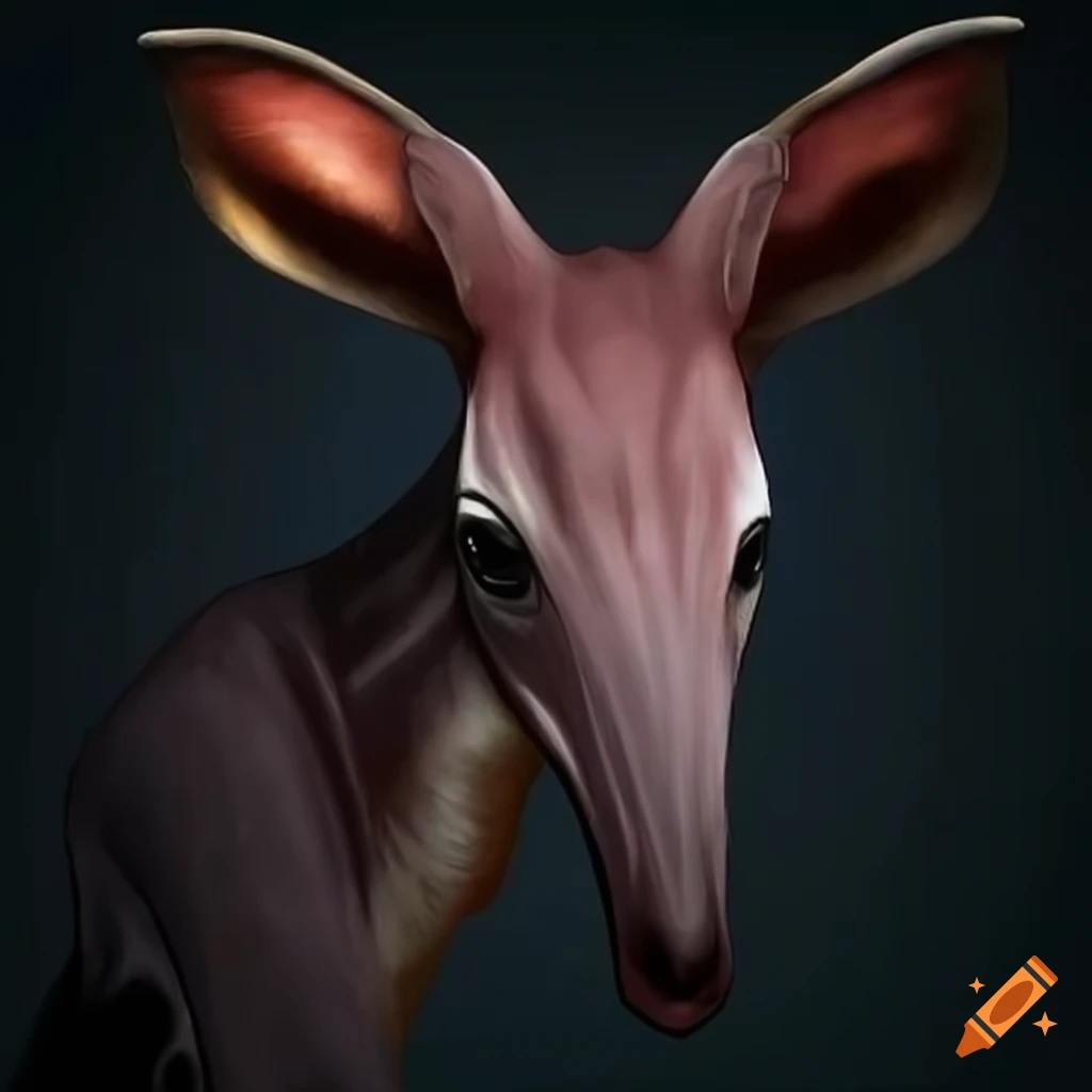 Artistic hybrid creature of an okapi and an aardvark on Craiyon