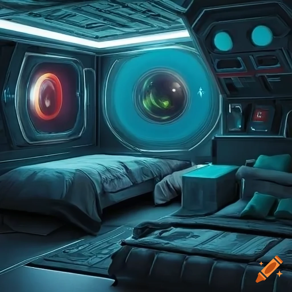 Sci-fi themed bedroom interior on Craiyon