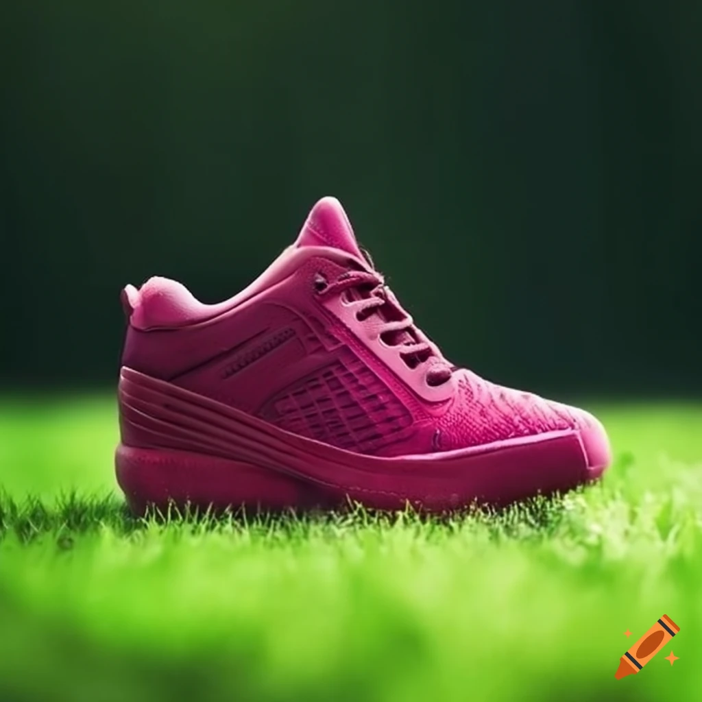 Puce tennis shoes on grass on Craiyon