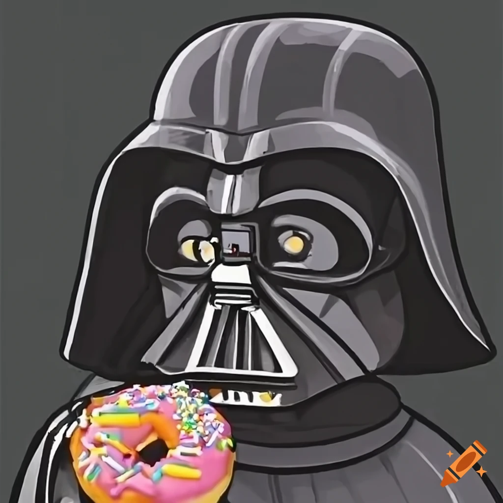 Darth vader enjoying a donut on Craiyon