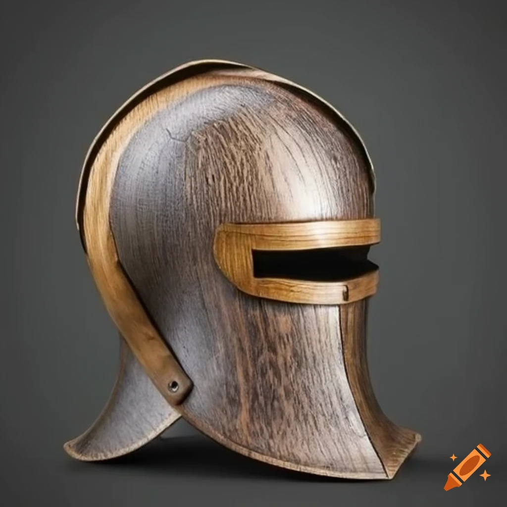 Wooden sallet helmet made of wood on Craiyon