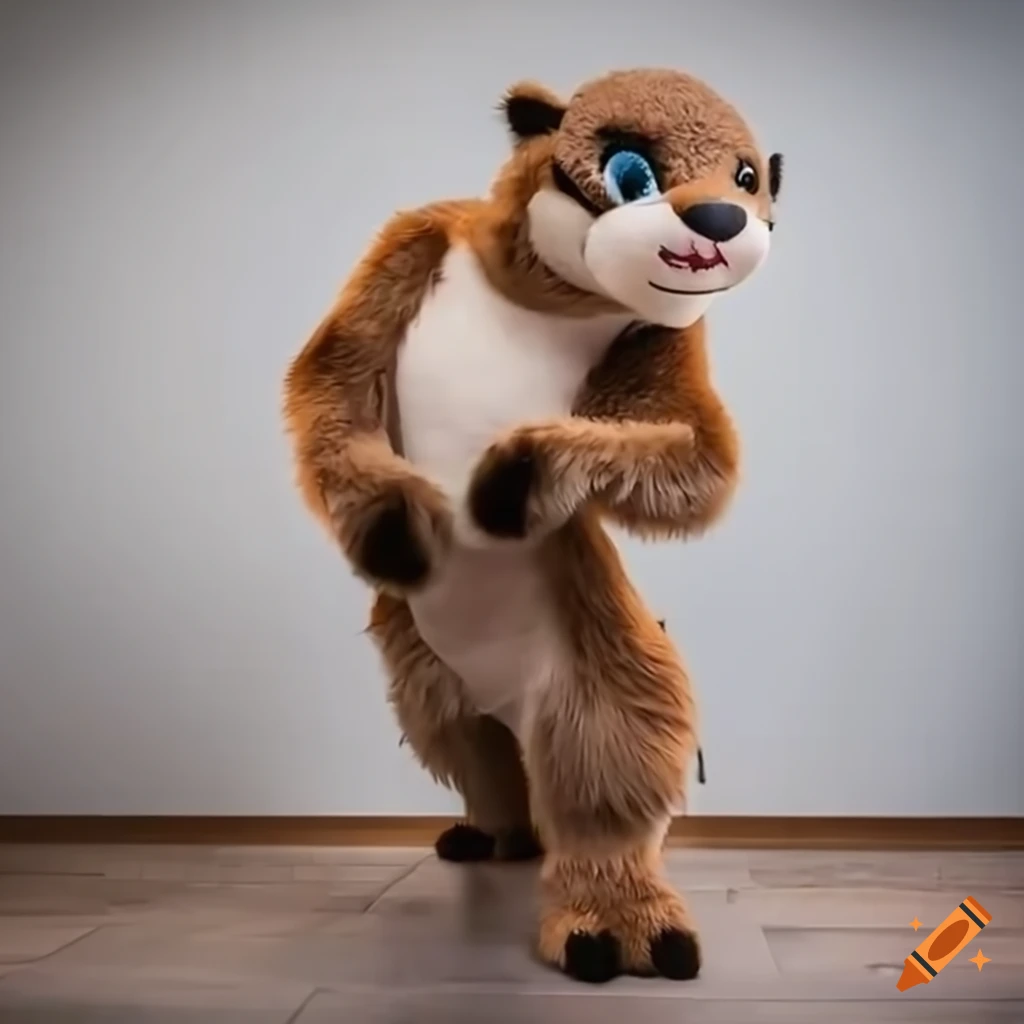 Female teacher in a cartoony otter fursuit at school on Craiyon