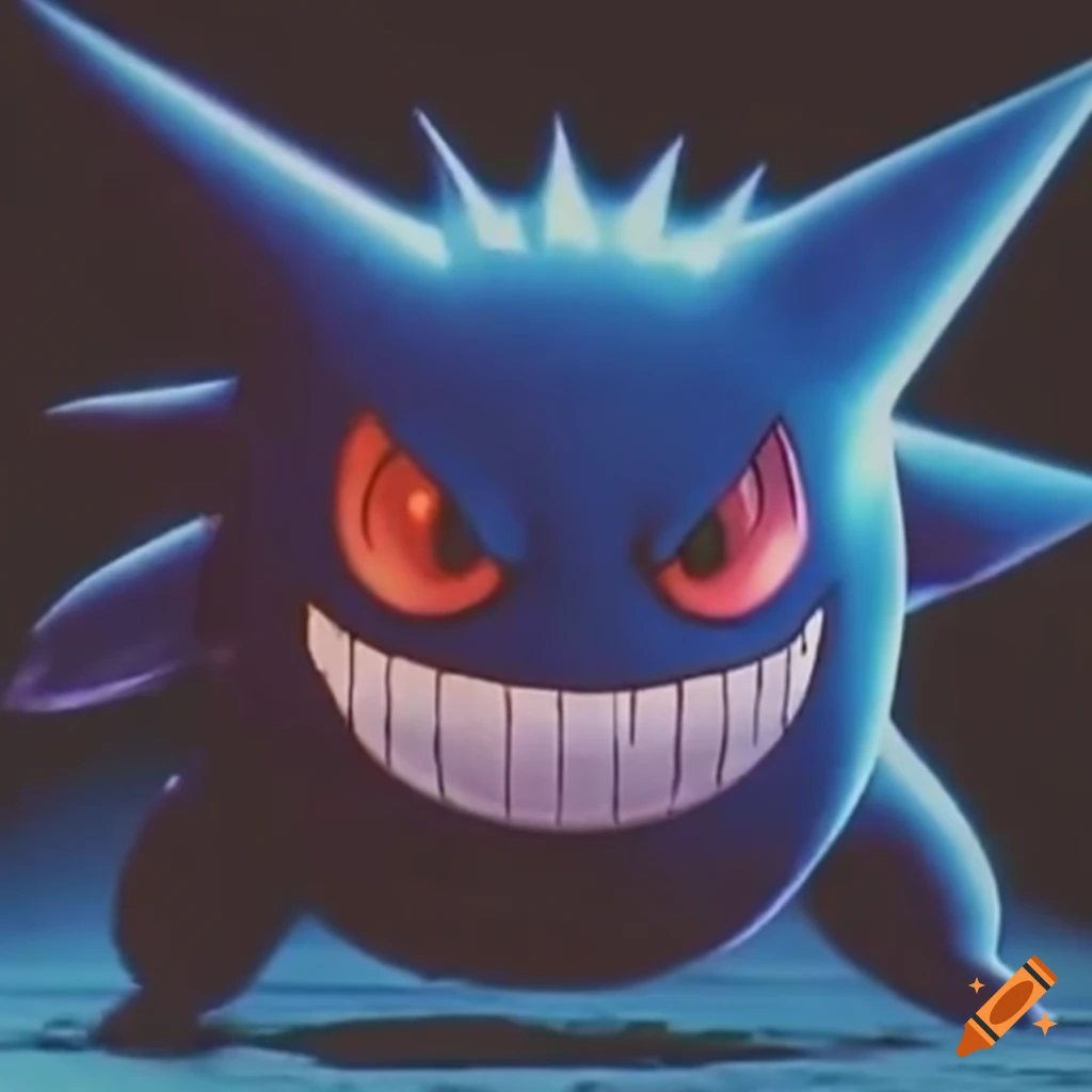 Gengar low resolution vhs horror video on Craiyon