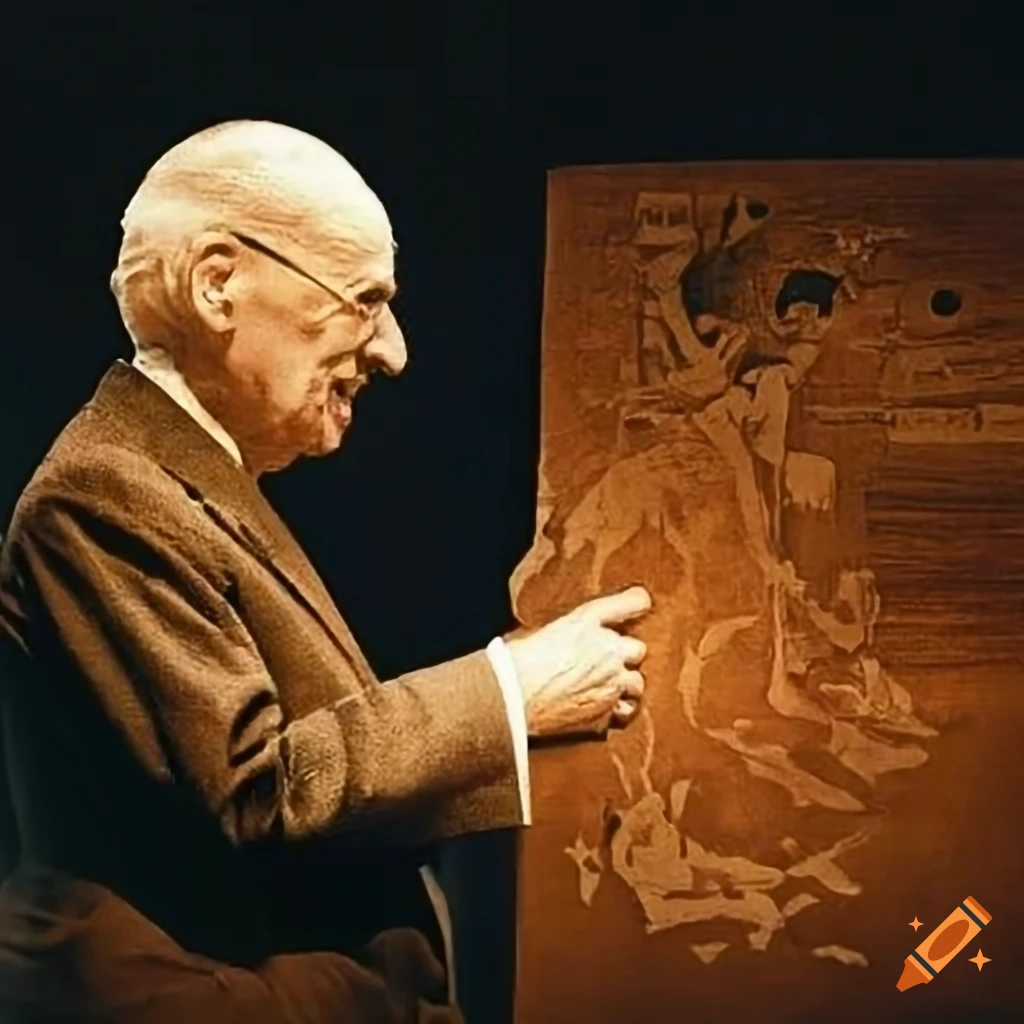 Alfred wegener presenting an epiphany to fellow scientist on Craiyon