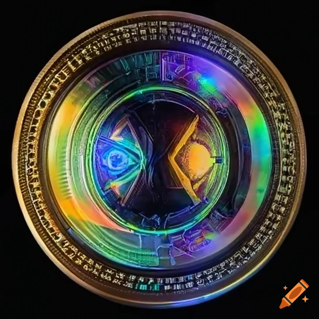 Futuristic holographic coins on Craiyon