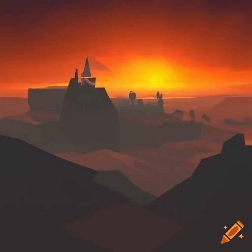 Super mario 64 whomp's fortress landscape on Craiyon