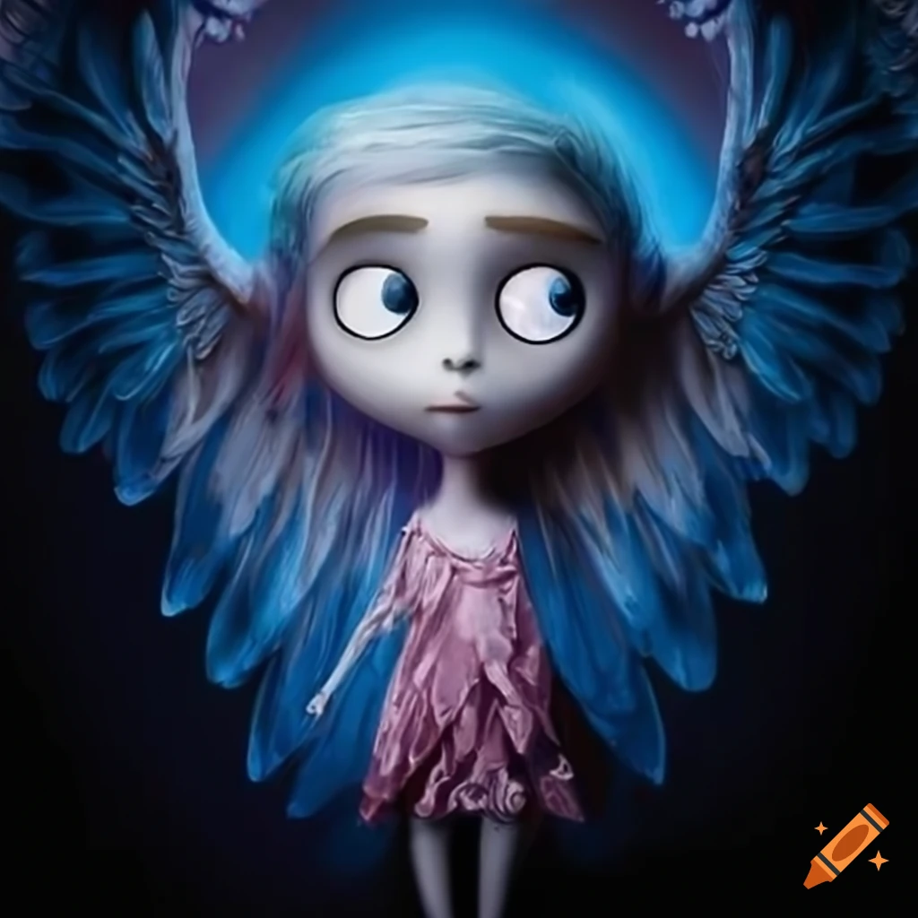 Cute angel in tim burton style on Craiyon