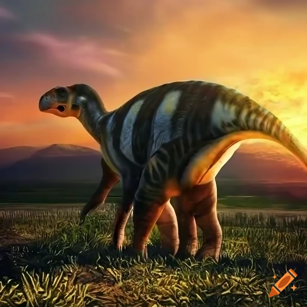 Colorful Hadrosaurus dinosaur with intricate pattern and detailed ...