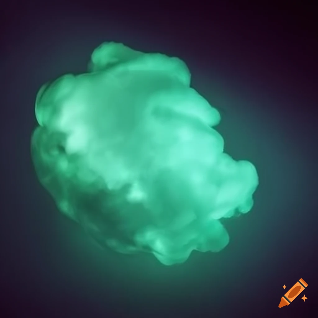 Green translucent gas cloud in a science fiction setting on Craiyon