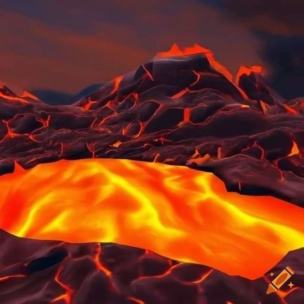 Super Mario 64 Lethal Lava Land landscape on Craiyon