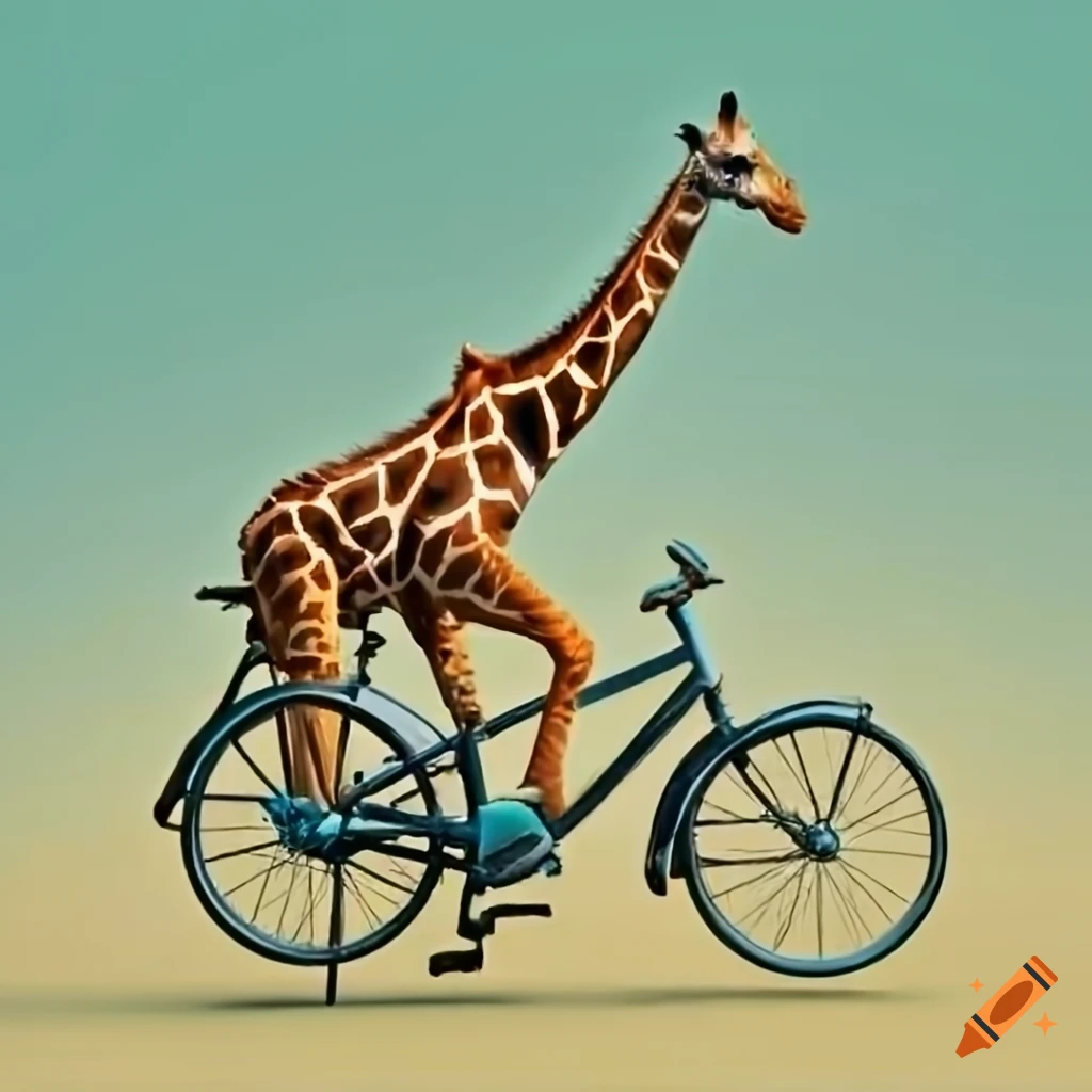 Giraffe riding a bicycle on Craiyon