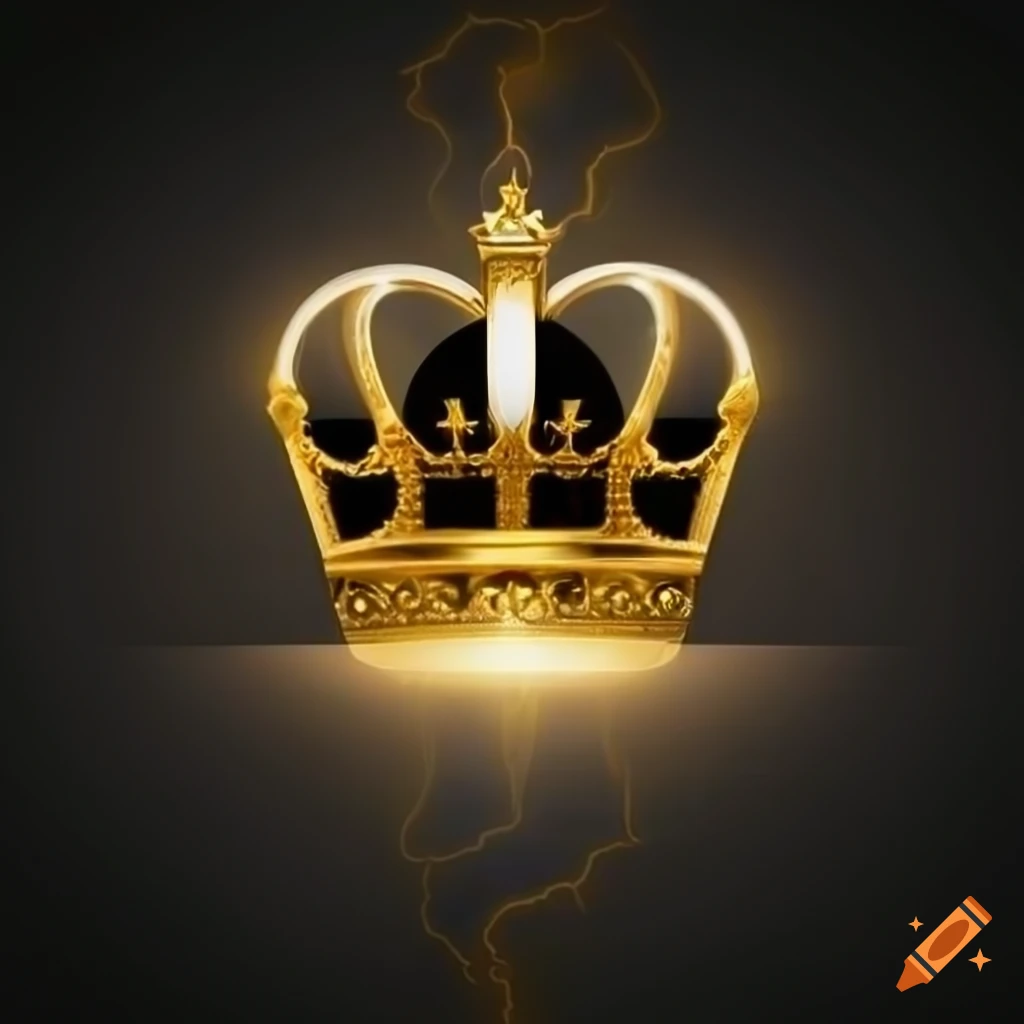 Glamorous royal crown with lightning bolts in the background on Craiyon