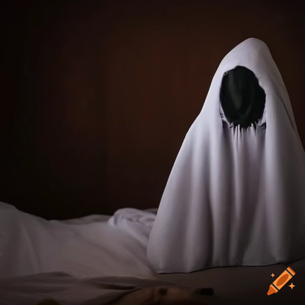 Spooky bedsheet ghost costume on a lively fox for halloween on Craiyon