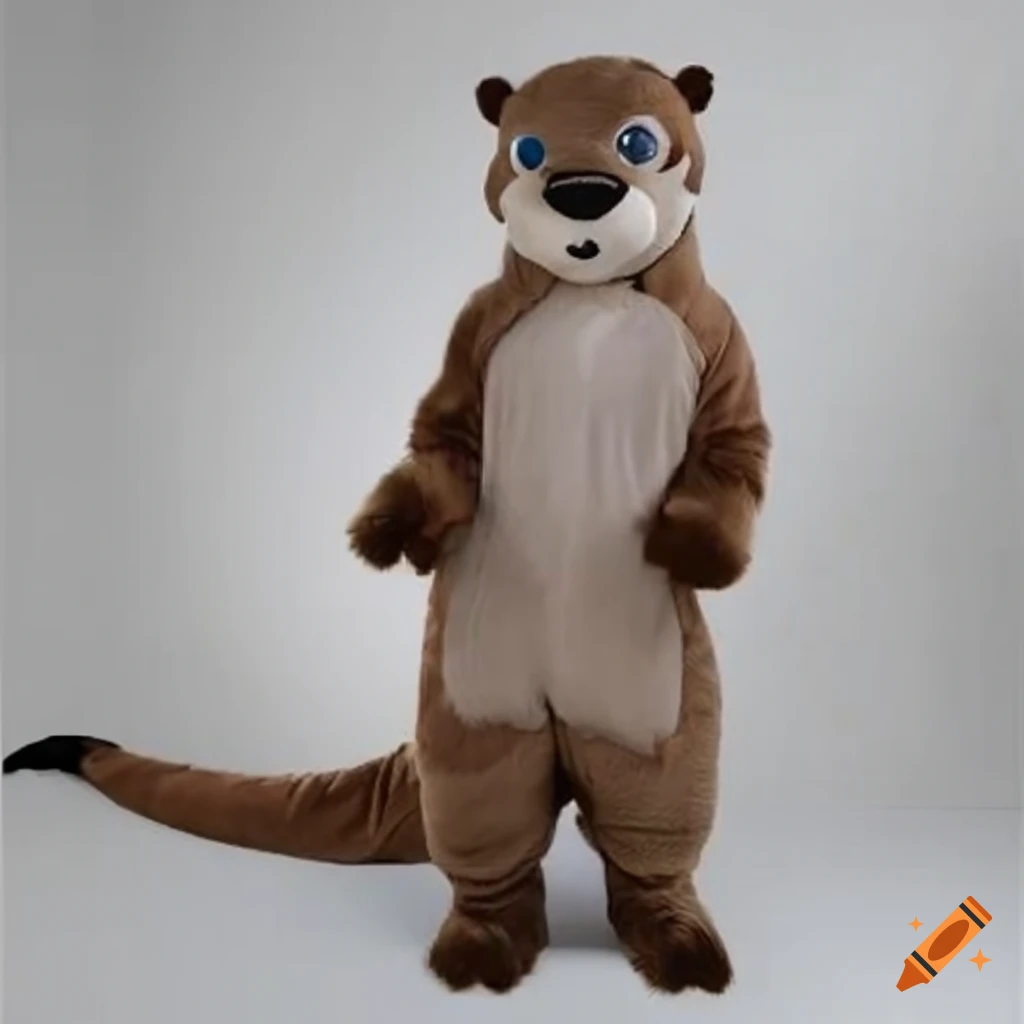Mother wearing a full body otter mascot costume fursuit on Craiyon