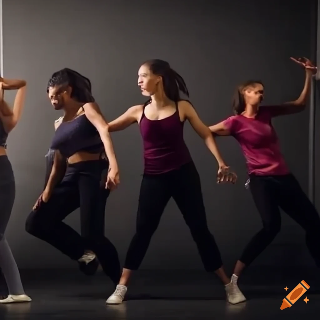 Group of people doing choreography in a stylish studio on Craiyon