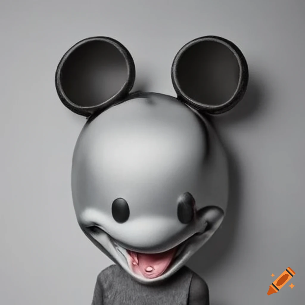 Ants climbing on metallic mickey mouse head on Craiyon