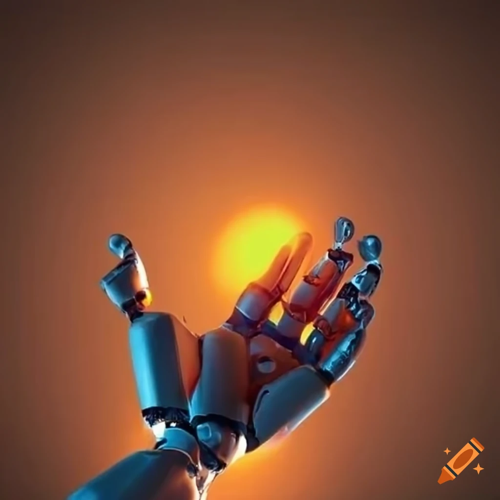 Light orange robotic hands on Craiyon