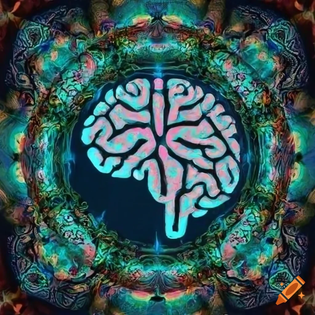 Intricate geometric logo of human brain integrated with mesmerizing ...