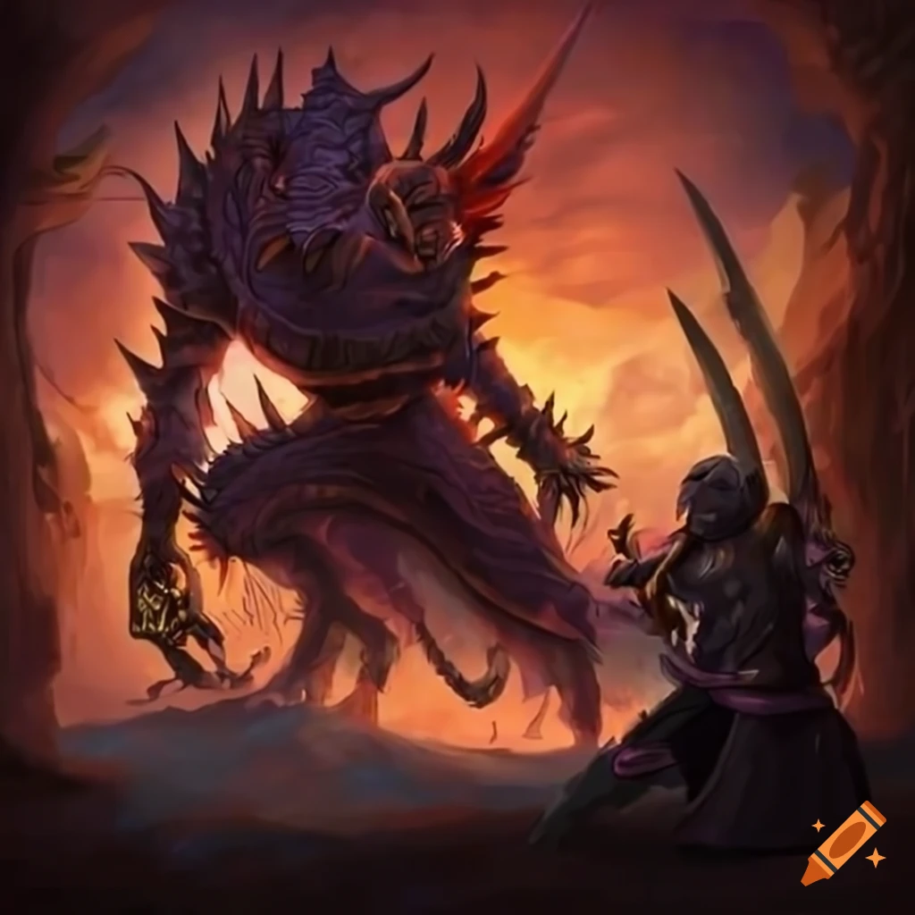 Brave dragon embracing terrified swordfighter in battle on Craiyon