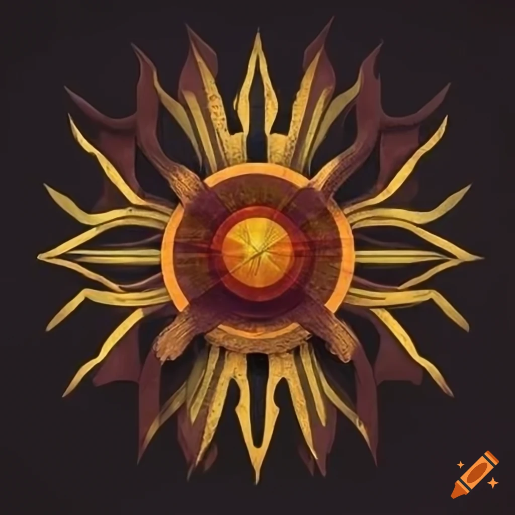 Flag for a sun-inspired militaristic fantasy nation on Craiyon