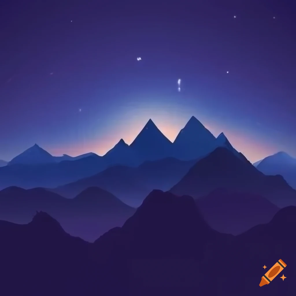 Nighttime mountain skyline landscape on Craiyon