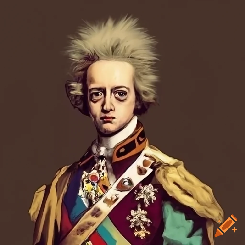 Punk pop-art depiction of king charles iii of england on Craiyon