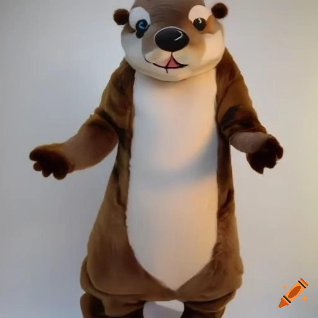 Parents in full body cartoony otter mascot costume fursuits on Craiyon