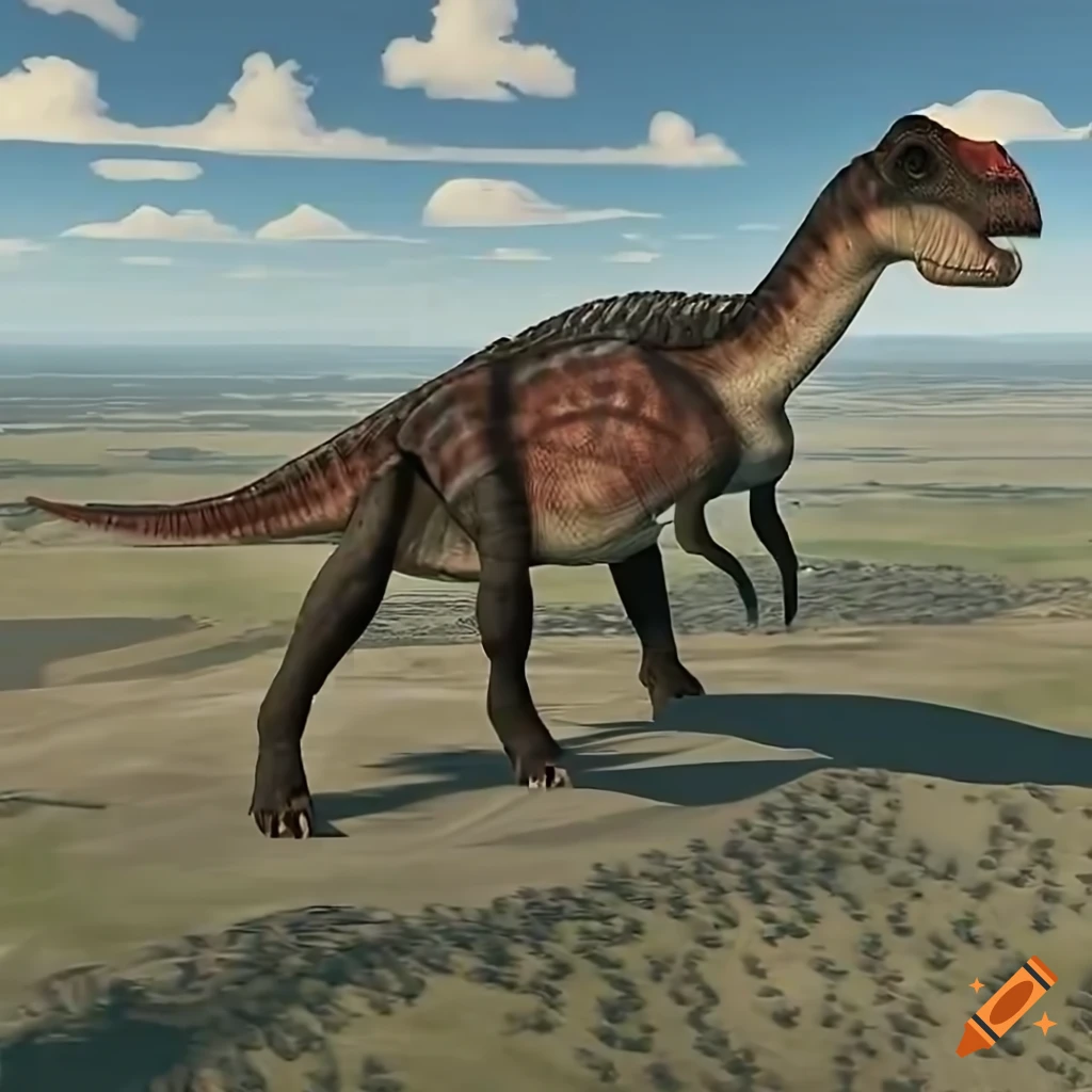 Hefty hadrosaurus dinosaur with intricate color pattern and detailed ...