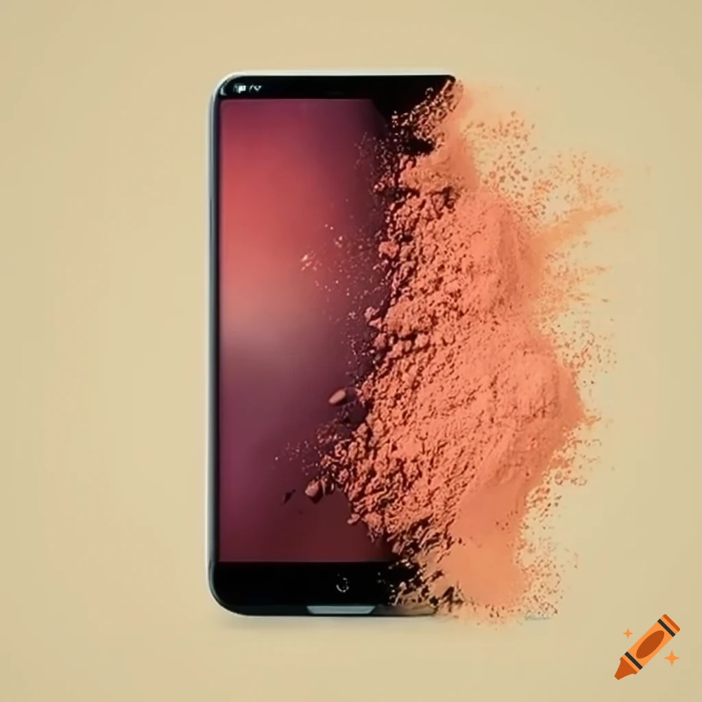 Close-up of powder on a phone screen on Craiyon