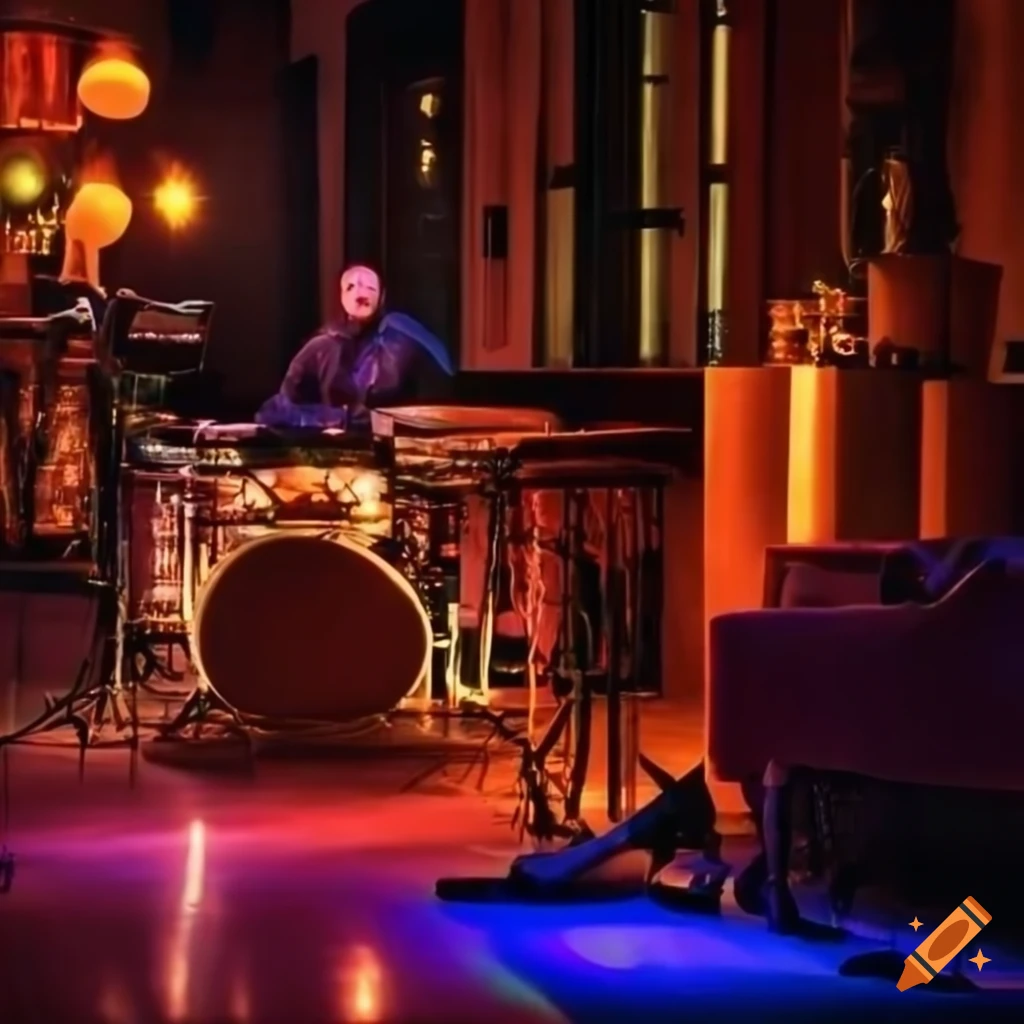 Serene live music and colorful lighting in a dimly lit jazz club on Craiyon