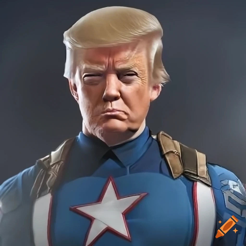 Satirical depiction of donald trump as captain america with 3d hair on ...